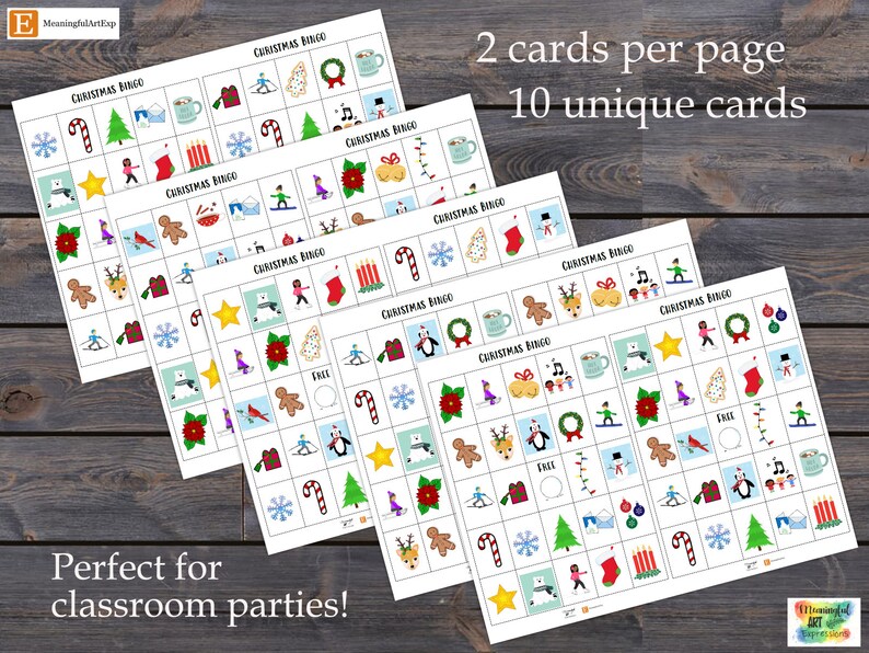 Printable Christmas BINGO Cards for Class Party - Etsy