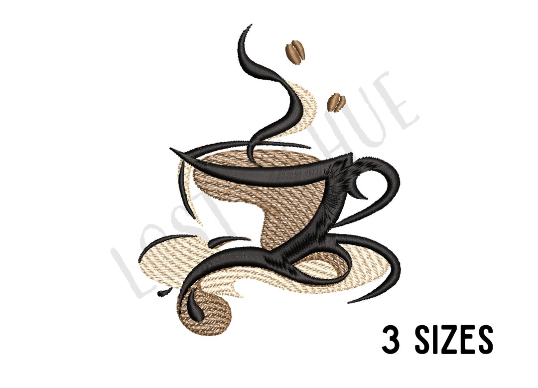 Coffee Embroidery Design - Abstract Coffee Machine Embroidery Design ...