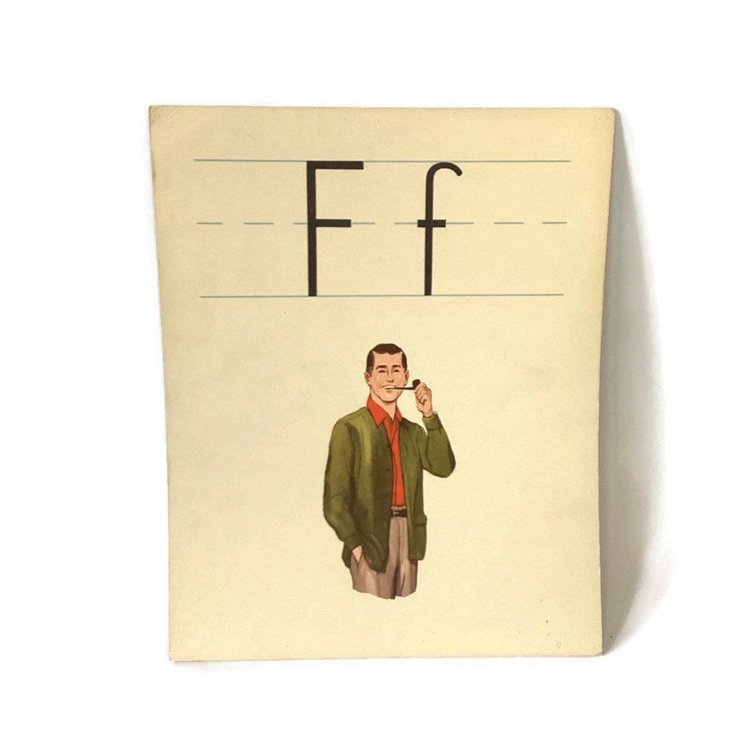 Vintage Educational Illustration * Alphabet Print Letter F * Father - Etsy