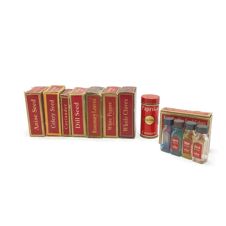 Vintage Spice and Food Color Bottle Collection Schilling Set - Etsy