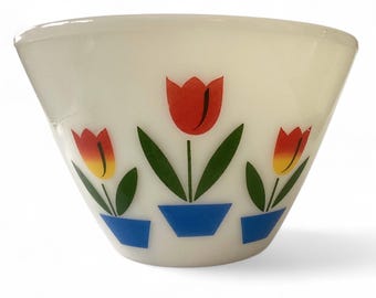 Vintage Fire King Tulip Pattern Mixing Bowl - Etsy