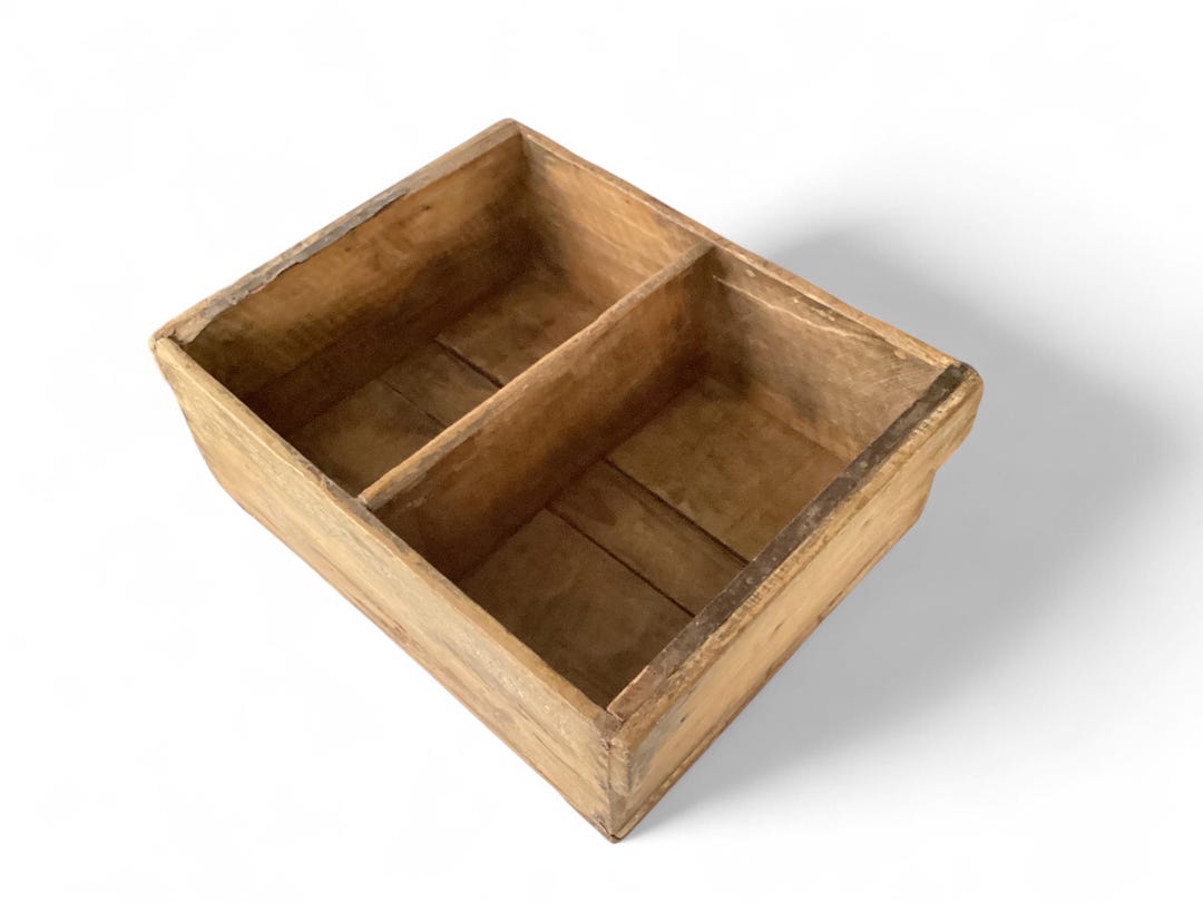 Vintage Wooden Divided Box * Rustic Storage Bin - Etsy