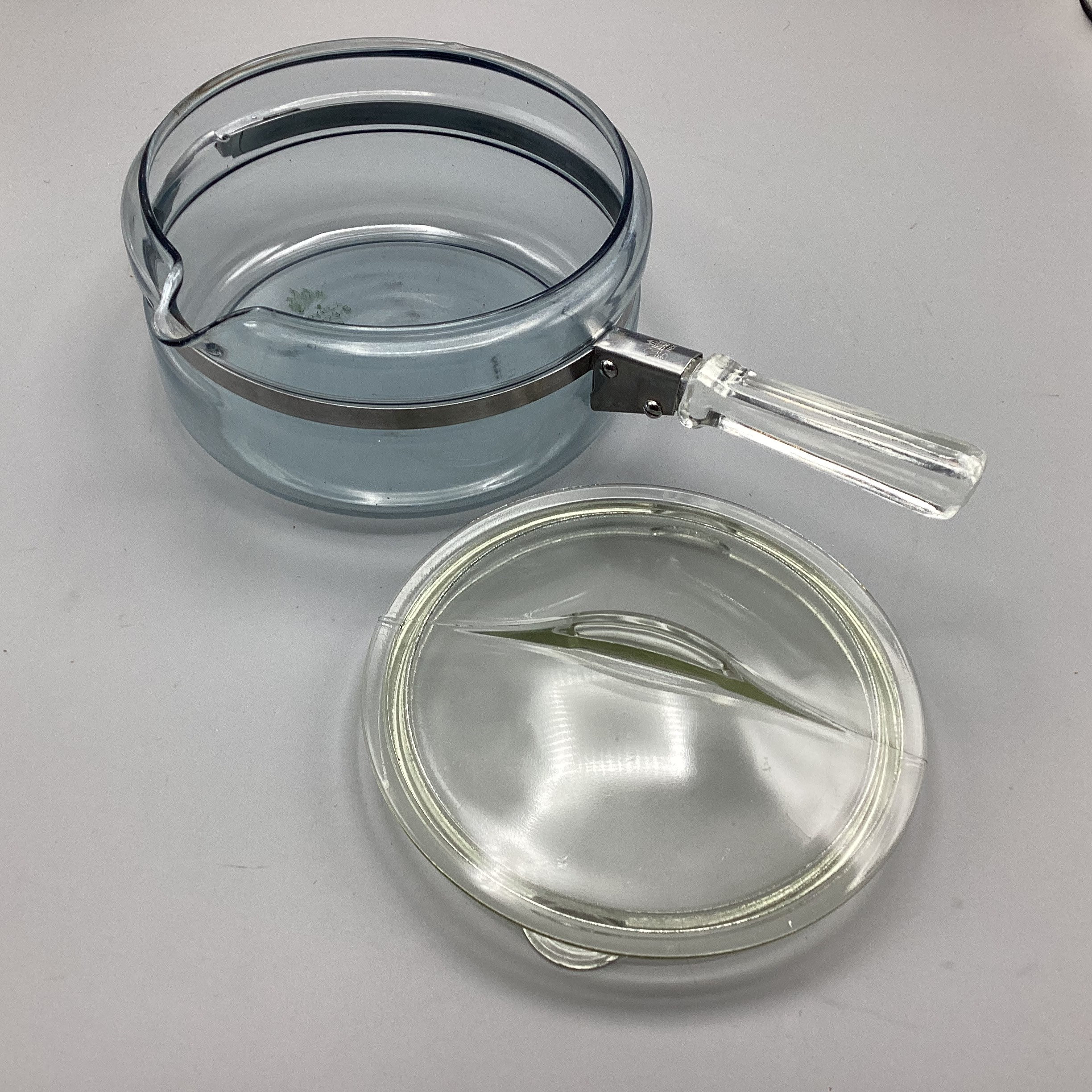 Vintage Pyrex Flameware Blue-tint Glass Sauce Pan Set 1-1/2 and 1 Quart ...