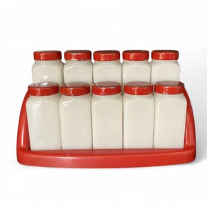 Vintage Art Deco Style Milk Glass Spice Bottles With Rack - Etsy
