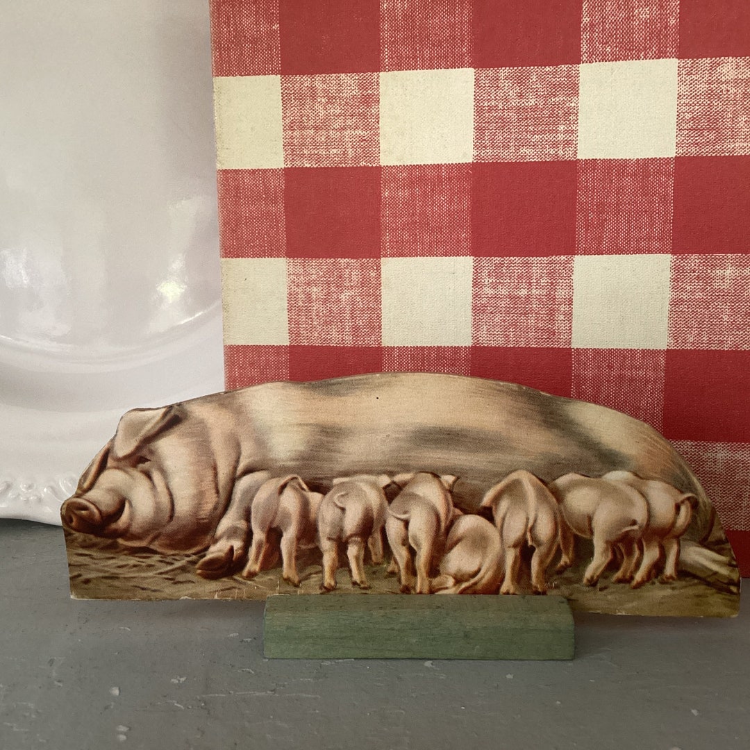 Vintage Farm Animal Stand-up * Whitman Lithograph Graphic Toy * Sow and ...
