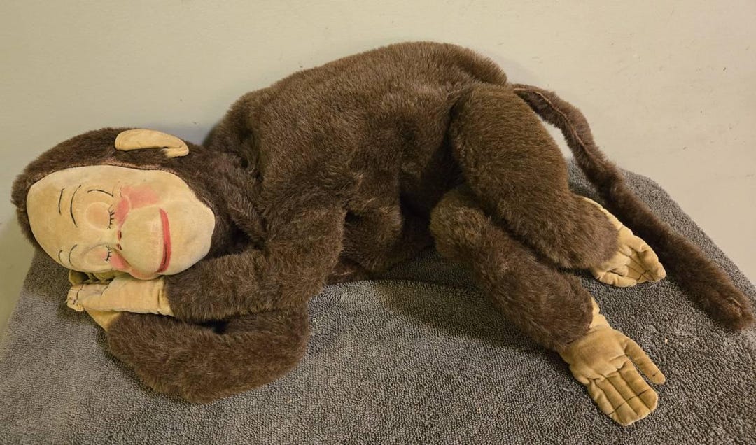 Vintage 1950s Merrythought UK REGD Label Sleeping Monkey Pajama Case - Etsy