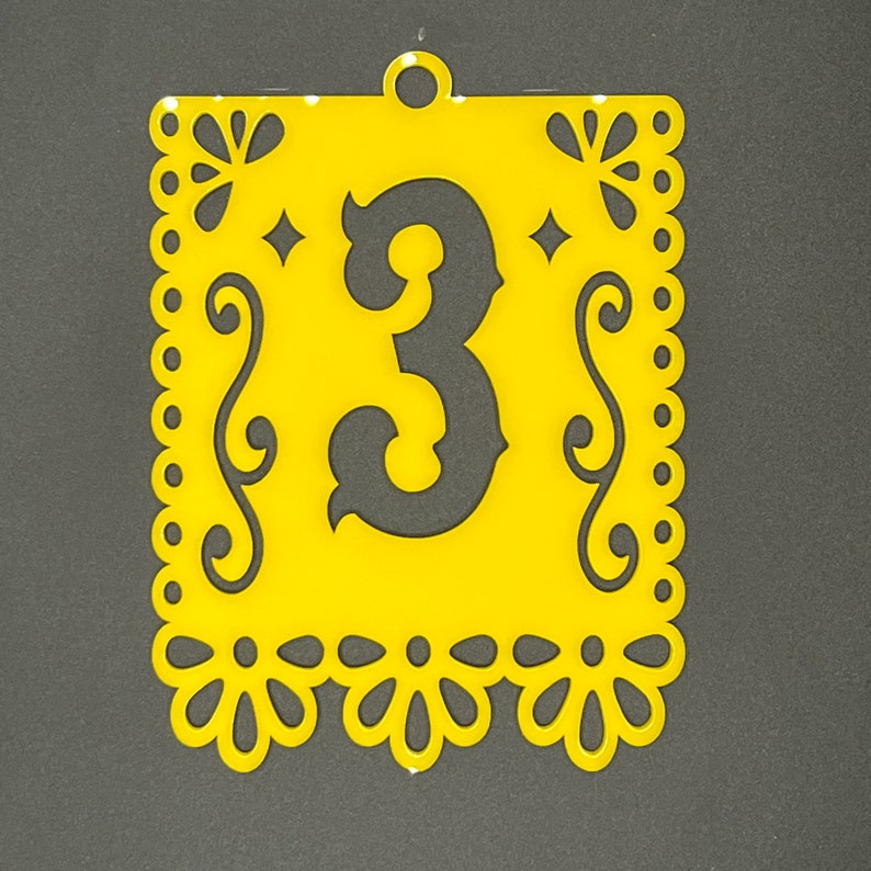 3 Papel Picado Acrylic Number 4.5x5.5 Inches, Individual Number, Party ...