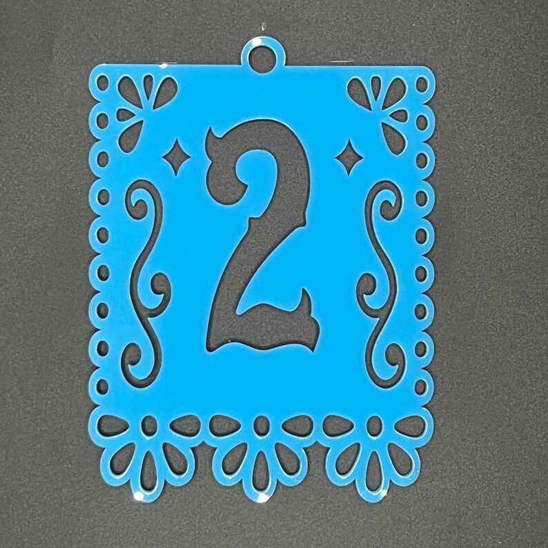 2 Papel Picado Acrylic Number 4.5x5.5 Inches, Individual Number, Party ...