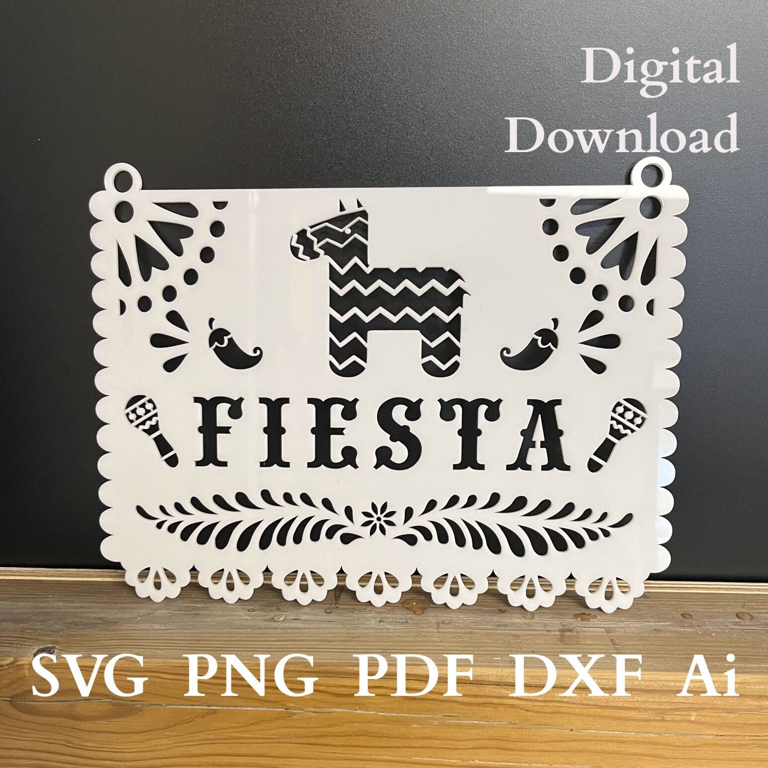 Signo de Fiesta Pinata SVG Papel Picado plantilla de bandera - Etsy México