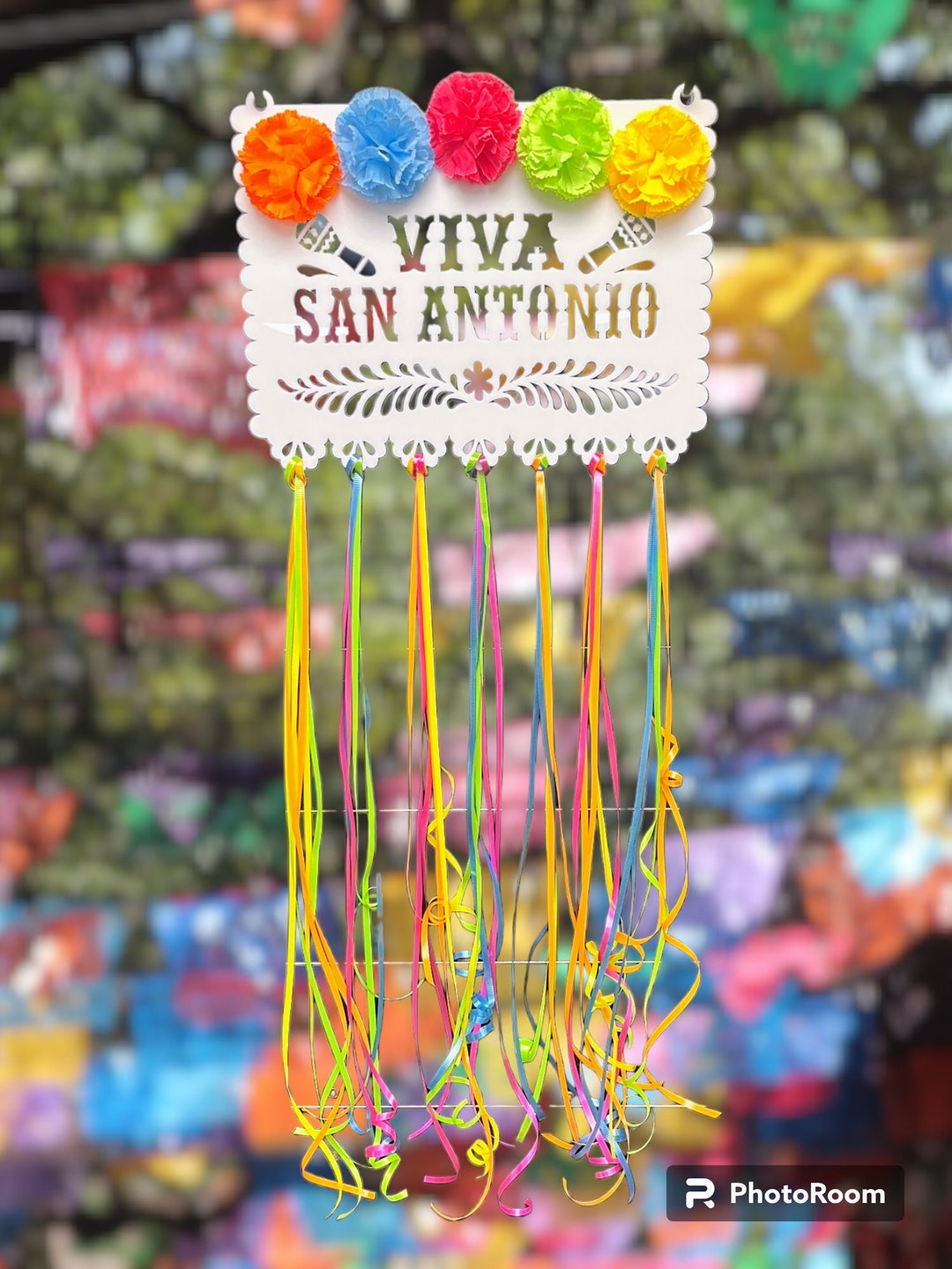 VIVA SAN ANTONIO Papel Picado Acrylic Sign. Decorated With Colorful ...