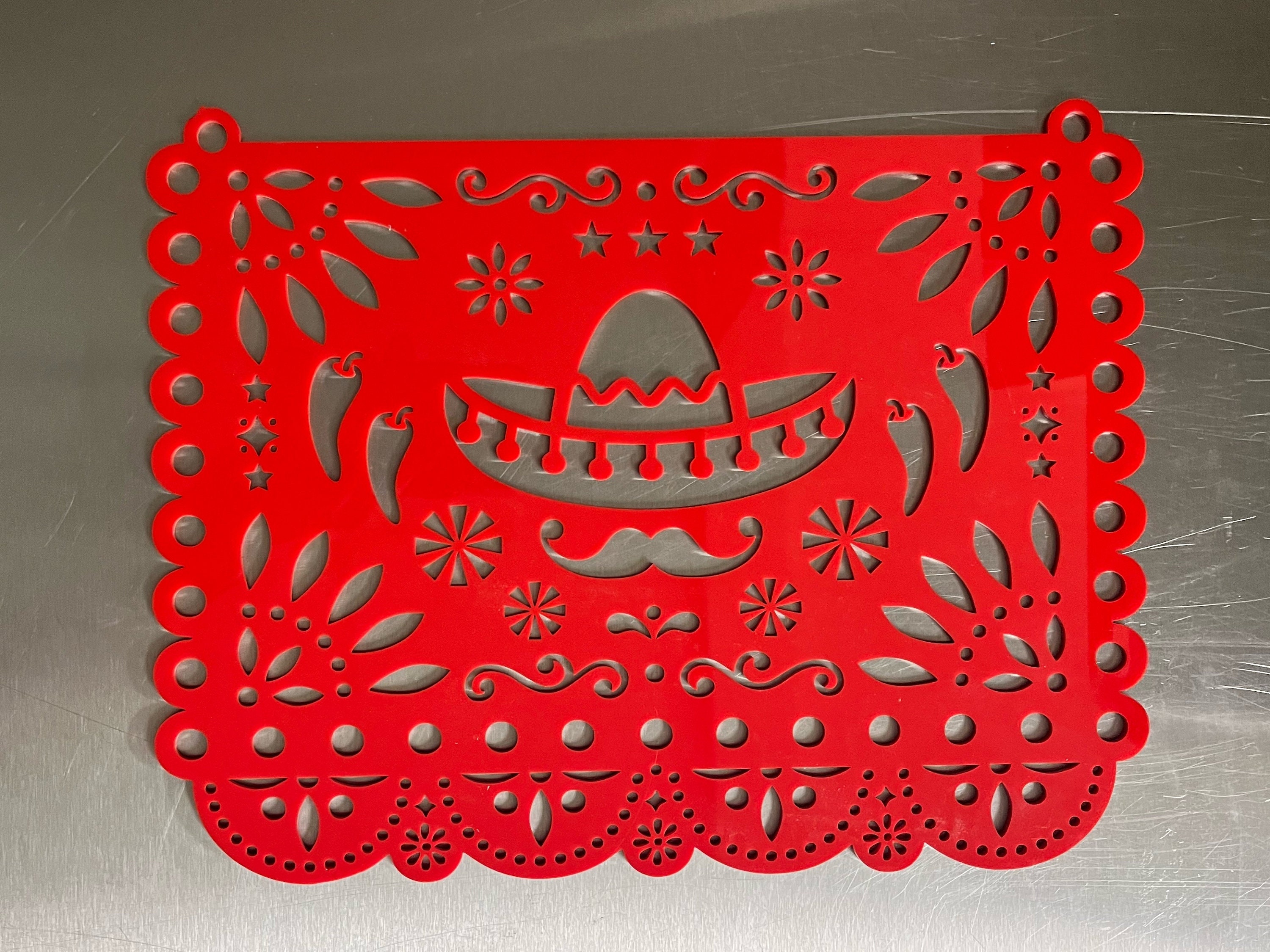 Sombrero Papel Picado Acrylic Sign. 11.5x8.5 Inches Fiesta Sign. Party ...