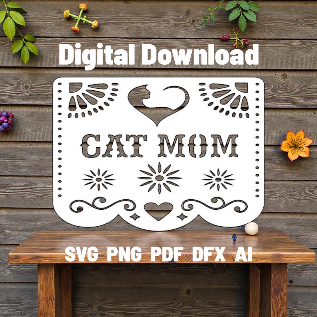 Cat Mom Papel Picado SVG – Mexican Folk Art Design (digital Download ...