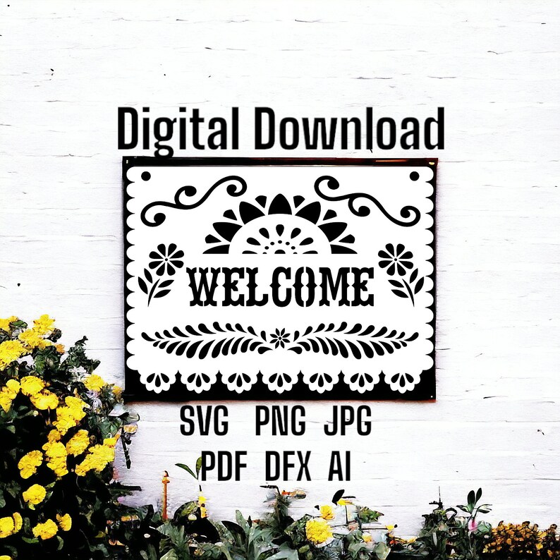 Welcome Mexican Papel Picado Sign, Welcome Template, Fiesta, Party ...