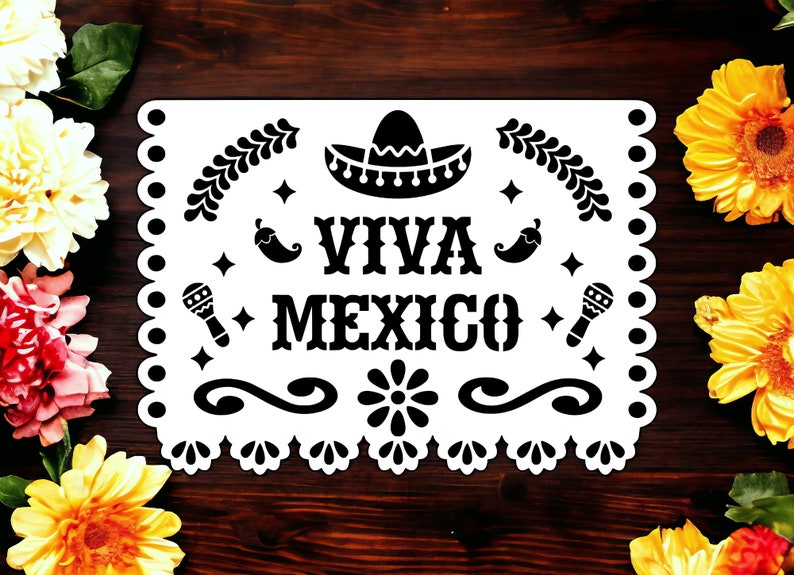Viva Mexico Mexican Papel Picado Sign, Mexican Fiesta Template, Paper ...