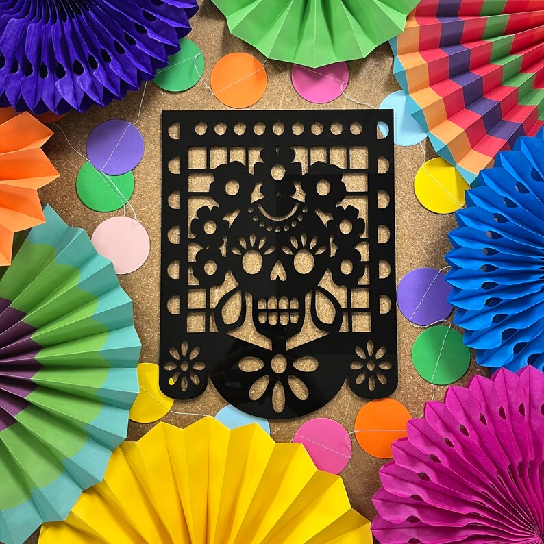 Mrs. Skeleton Acrylic Papel Picado Sign. Dia De Los Muertos Sign. 8X10 ...