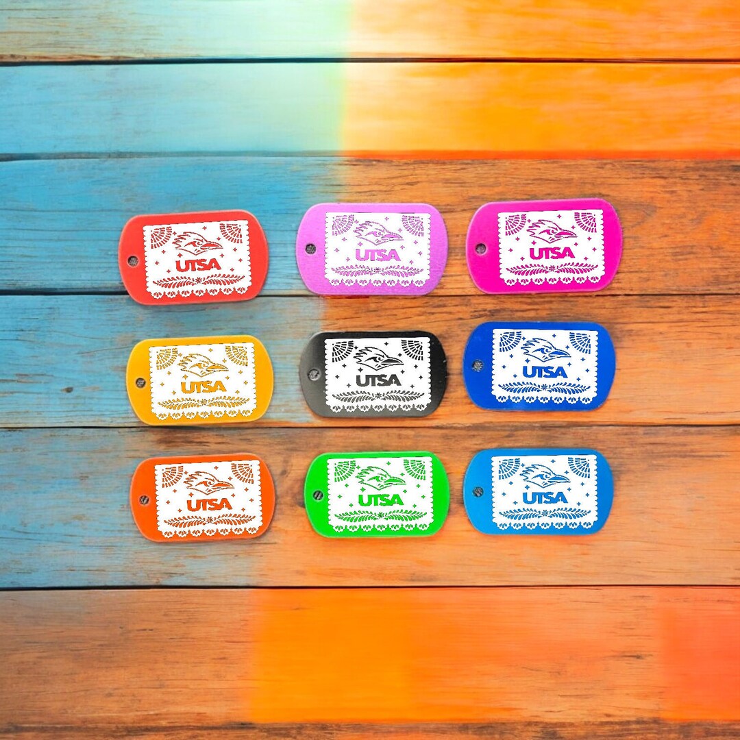 UTSA Papel Picado Engraved Aluminum Dog Tag. UT Decor. Fiesta Dorm ...