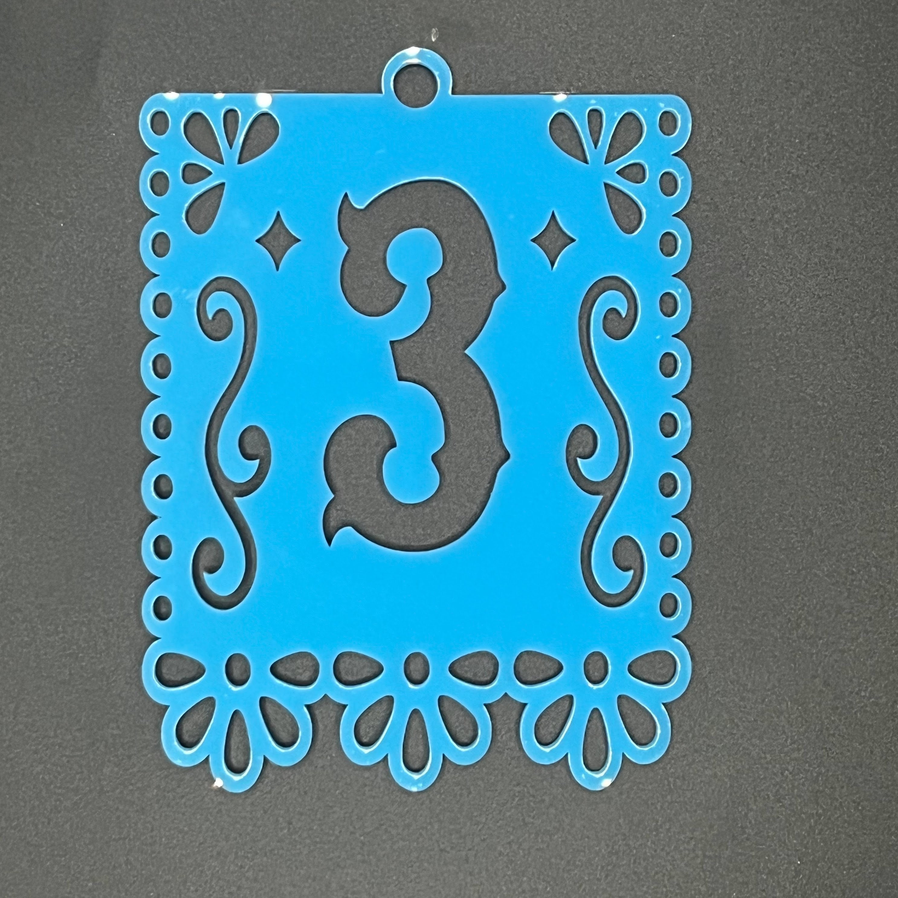 3 Papel Picado Acrylic Number 4.5x5.5 Inches, Individual Number, Party ...