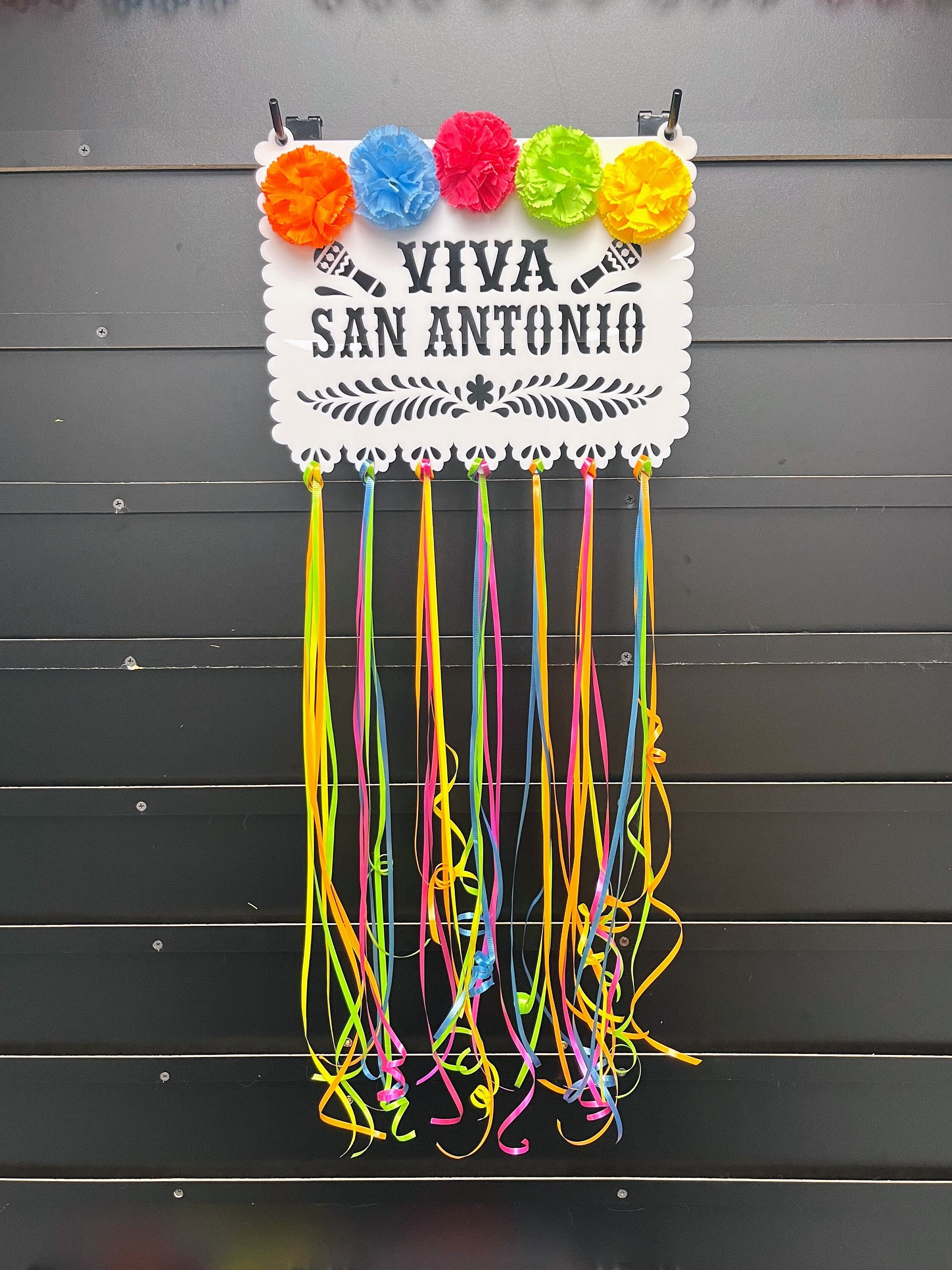 VIVA SAN ANTONIO Papel Picado Acrylic Sign. Decorated With Colorful ...