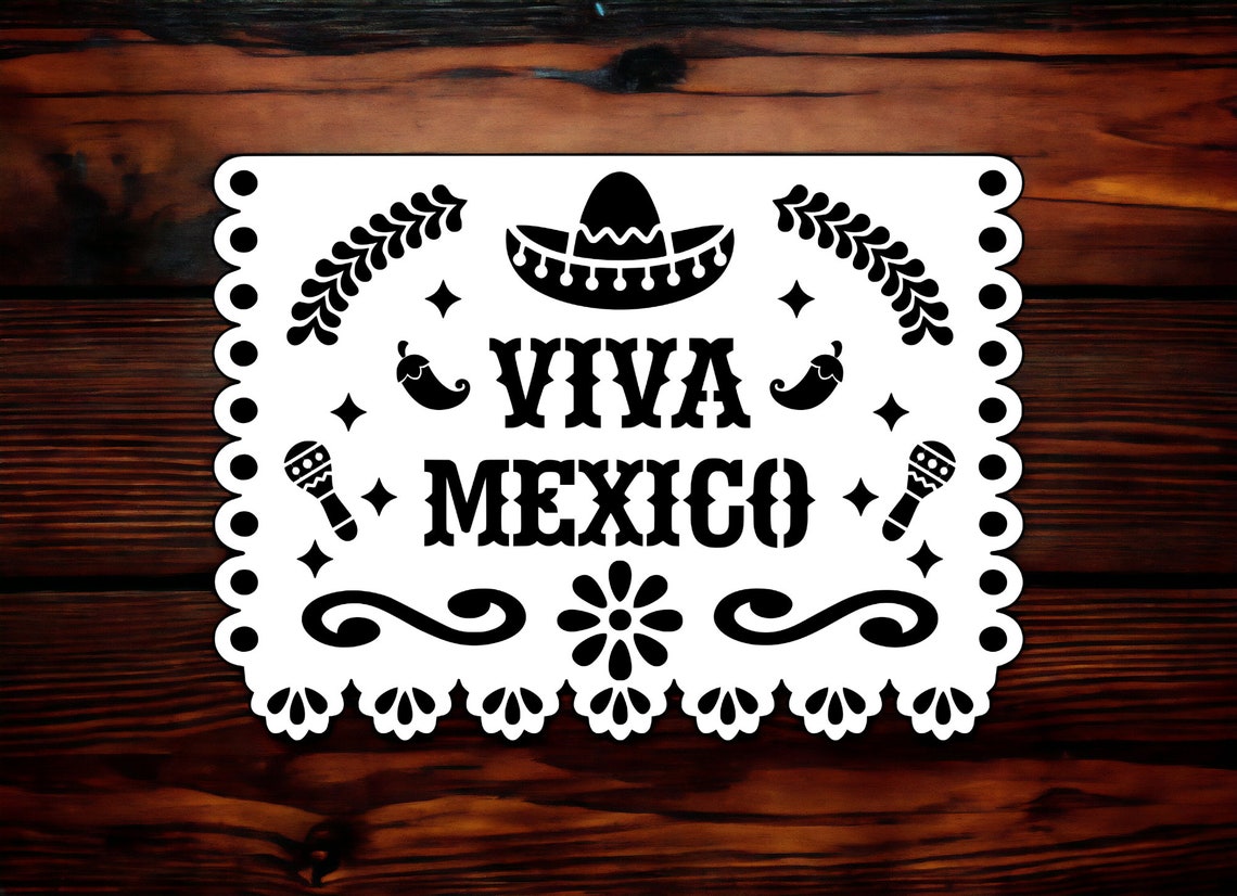 Letrero de papel picado mexicano "Viva México", plantilla para fiesta ...
