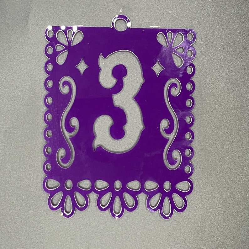 3 Papel Picado Acrylic Number 4.5x5.5 Inches, Individual Number, Party ...