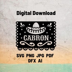 CABRON Papel Picado Style SVG/PNG - Funny Mexican Fiesta Decor, Instant ...