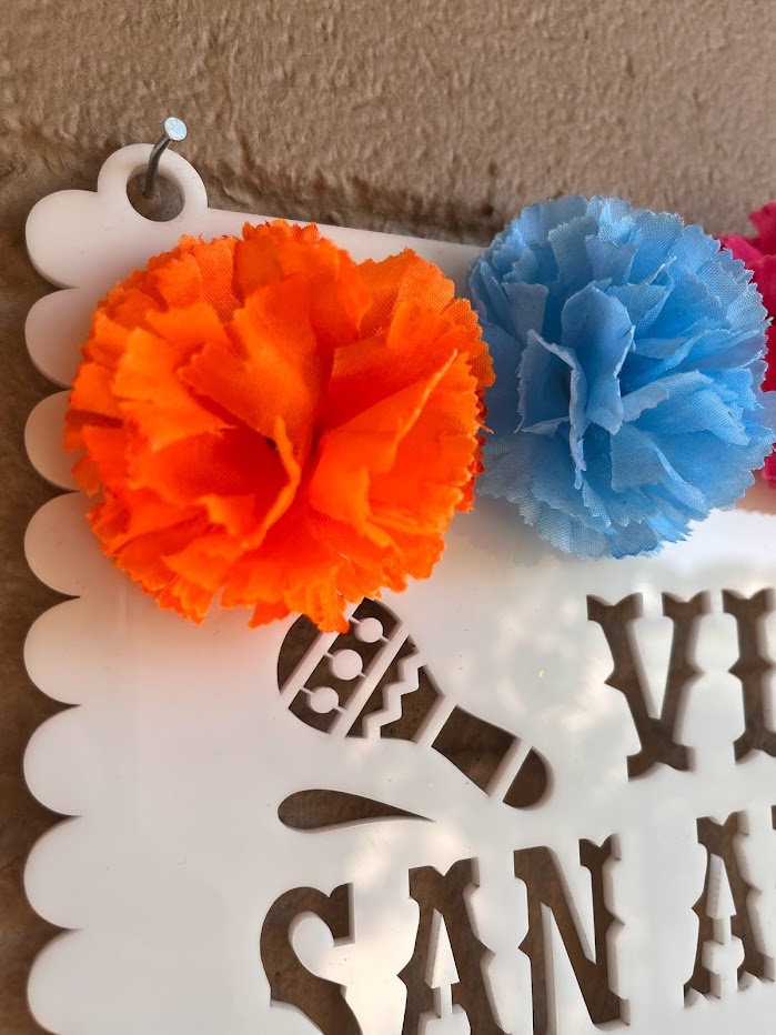 VIVA SAN ANTONIO Papel Picado Acrylic Sign. Decorated With Colorful ...