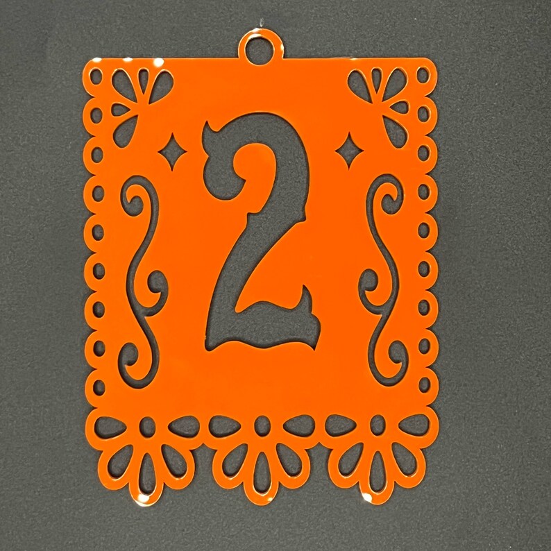 2 Papel Picado Acrylic Number 4.5x5.5 Inches, Individual Number, Party ...