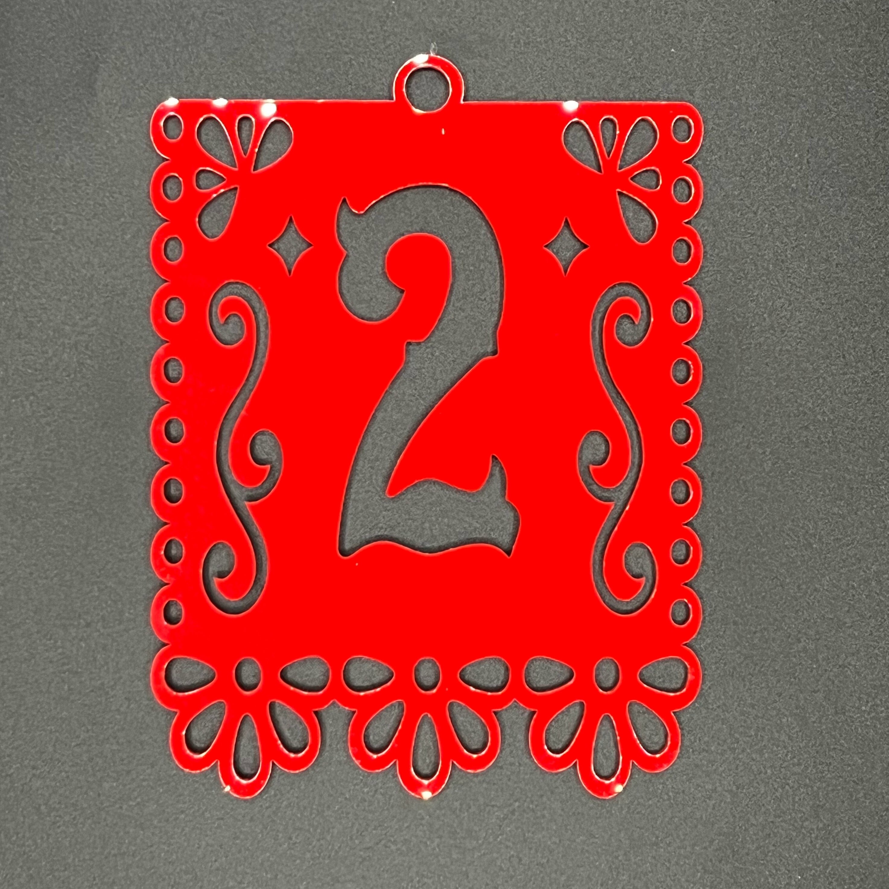 2 Papel Picado Acrylic Number 4.5x5.5 Inches, Individual Number, Party ...