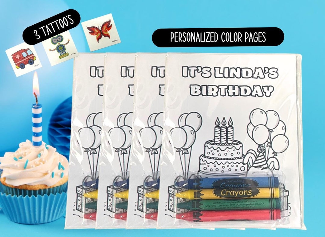 Happy Birthday Party Favors Coloring Book for School Personalized ...