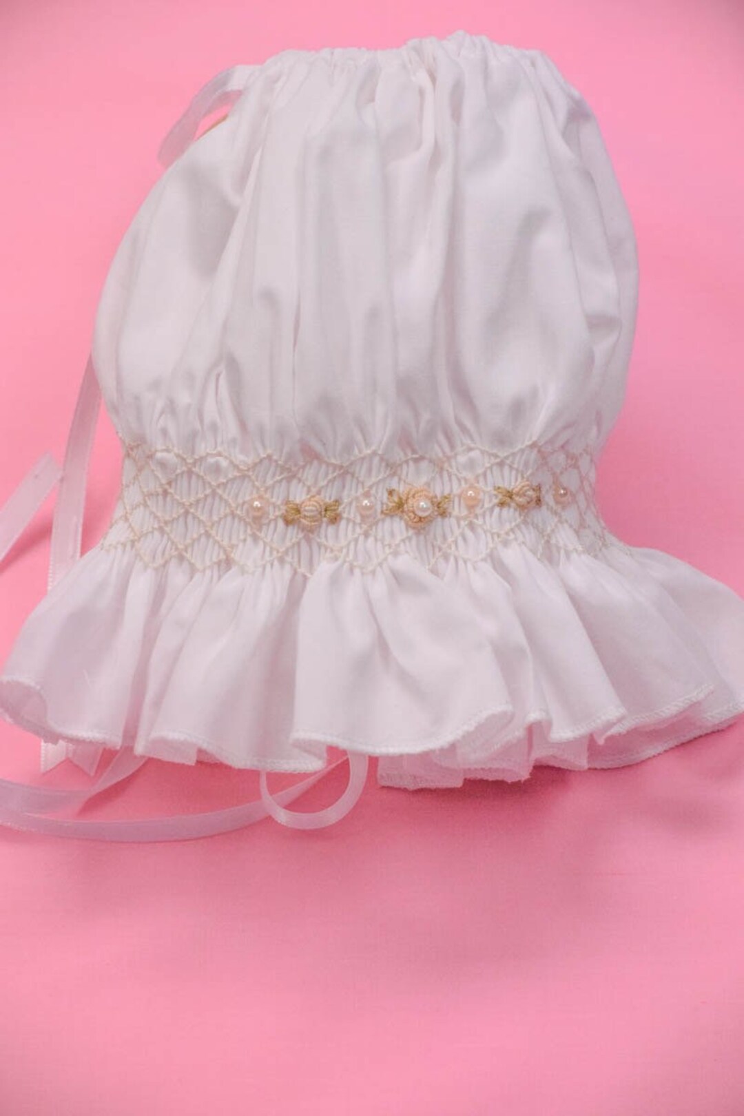 Bonnet Christening Bonnet Smocked Bonnet - Etsy