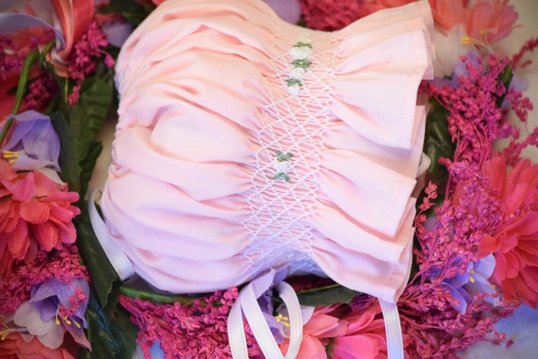 Hand Smocked Bonnet for All Occasions - Christening Bonnet, Vintage ...