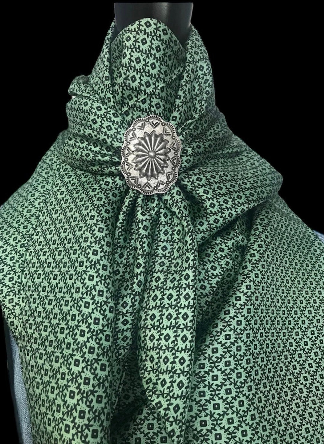 Silk Scarf Wild West Old West Green - Etsy