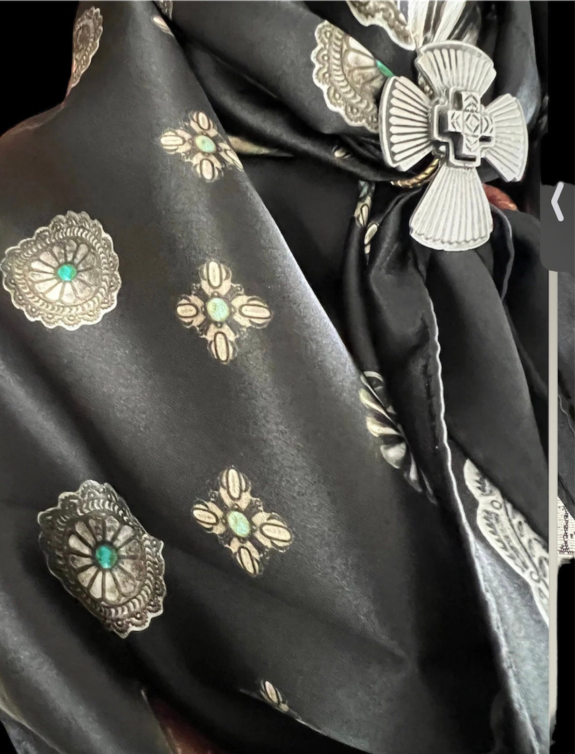Silk Scarf Wild Rag Black Concho - Etsy