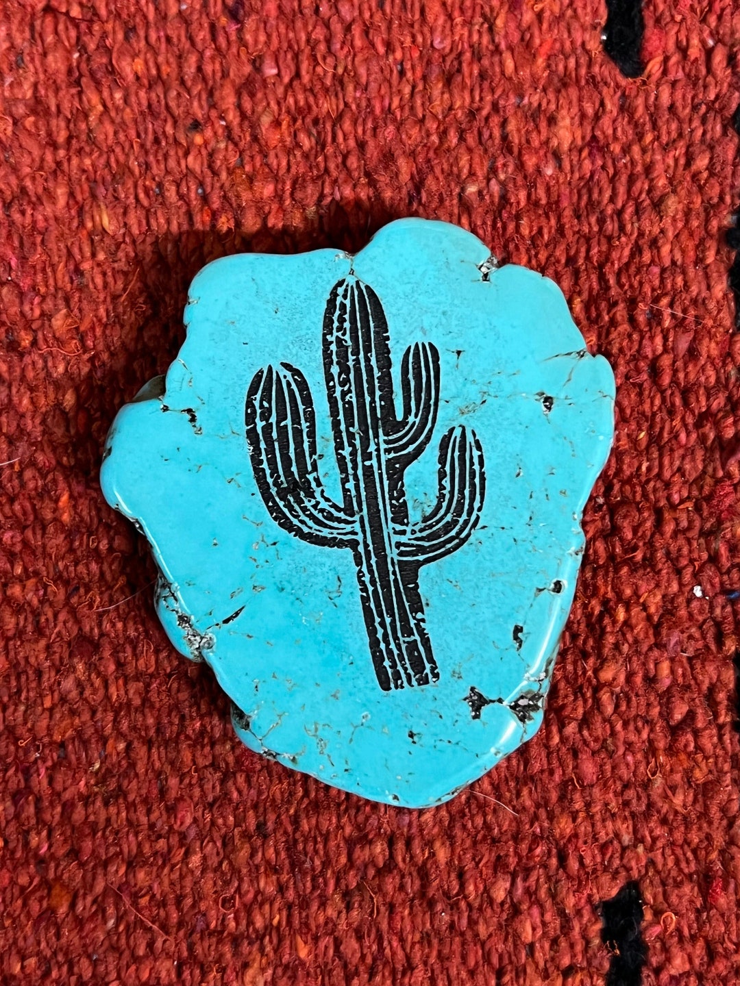 Turquoise Slab Phone Grip Etched Saguaro Cactus - Etsy