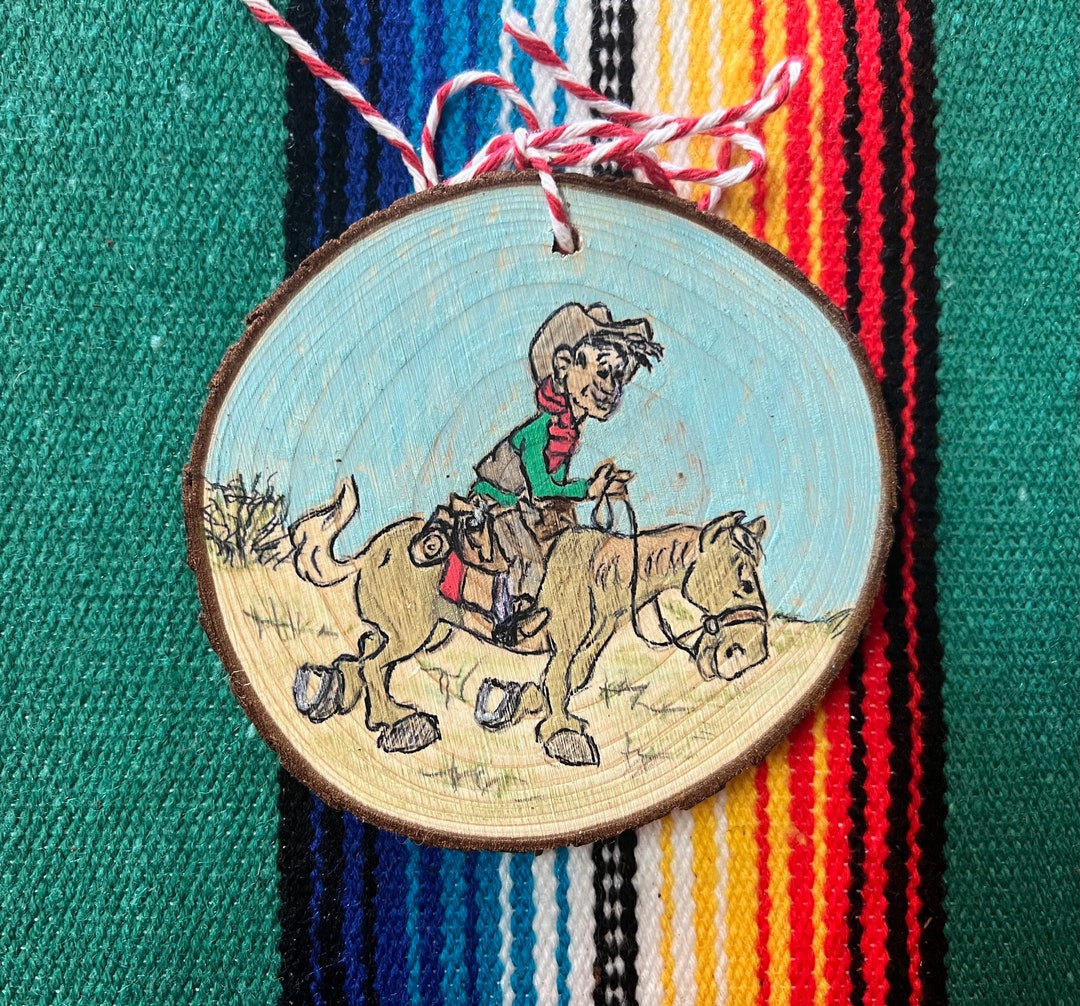 Hand Burned Happy Trails Cowboy Ornament - Etsy