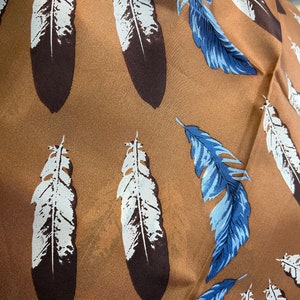 Silk Scarf Wild Rags Denim Feather - Etsy