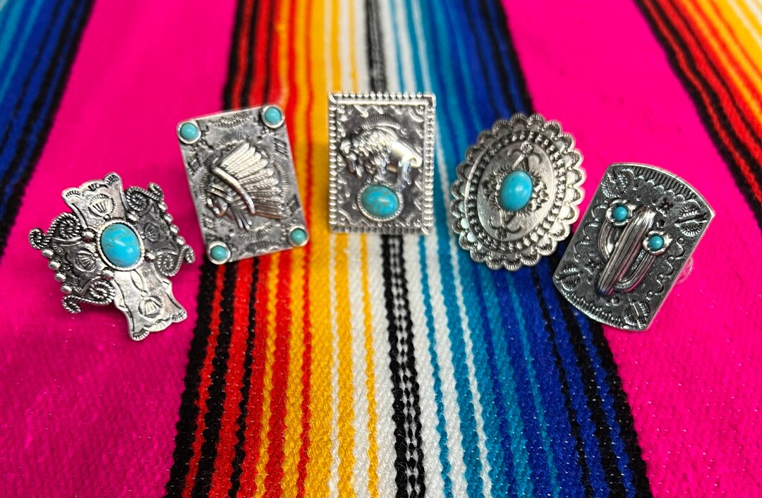 Western Tag Stretch Rings / T Shirt Slides / Scarf Slides - Etsy