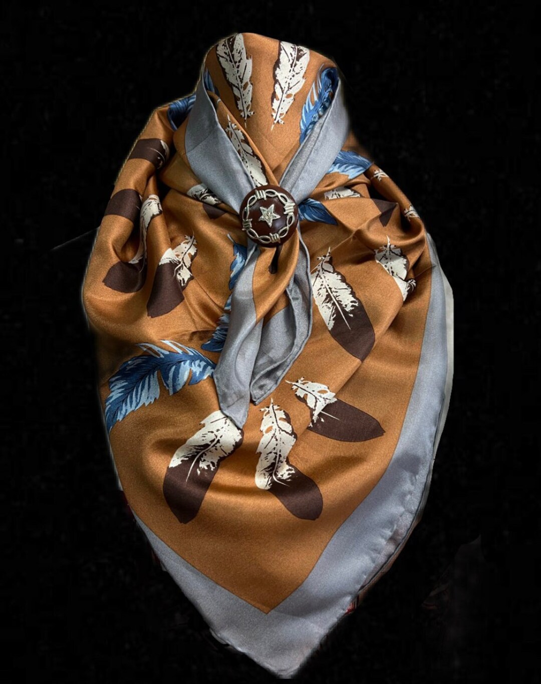 Silk Scarf Wild Rags Denim Feather - Etsy