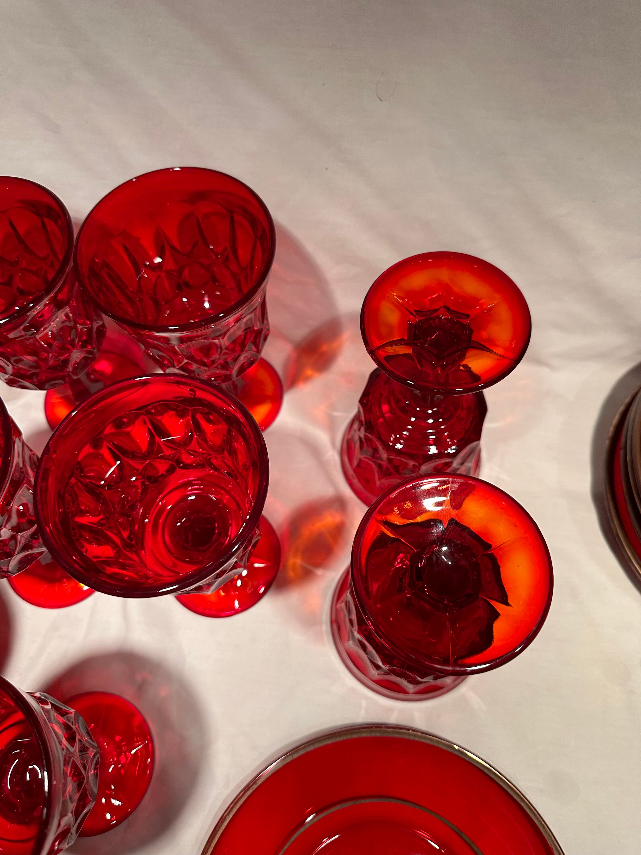 8 Beautiful Noritake PERSPECTIVE Ruby Red Glass Water Goblets Matching ...