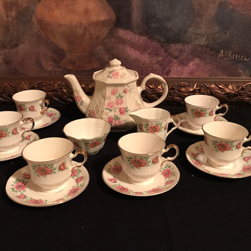 Pink Rose Tea Set - Etsy