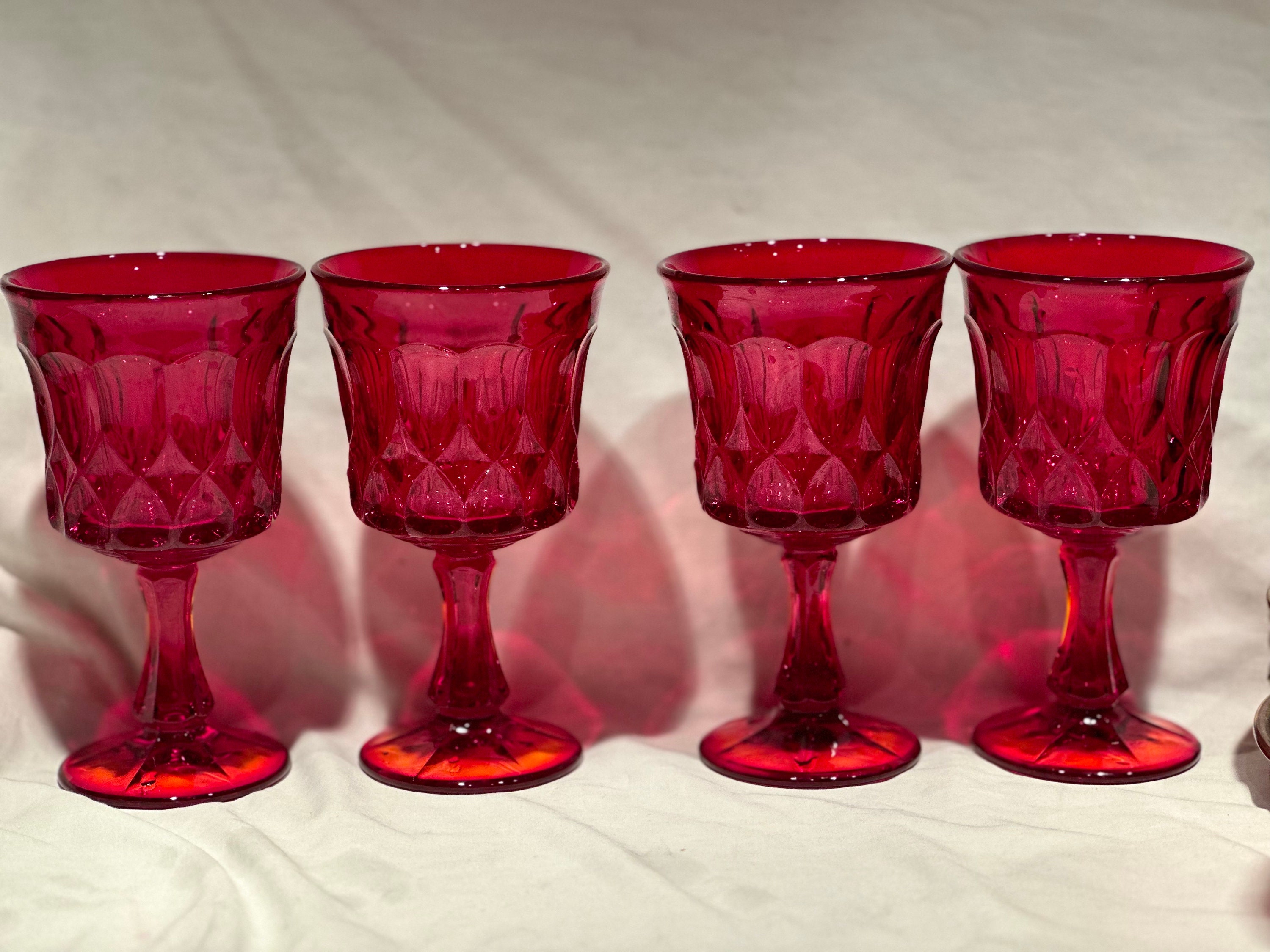 8 Beautiful Noritake PERSPECTIVE Ruby Red Glass Water Goblets Matching ...