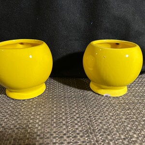 Pair of Vintage Yellow Smiley Face Pottery Mug, Mint Condition With Labels on the Bottom. - Etsy