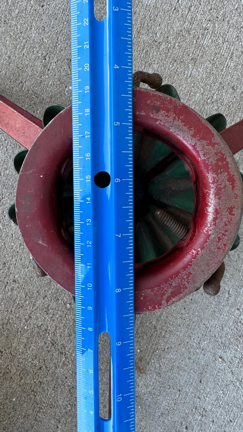 Vintage Fluted Metal Christmas Tree Stand – Red & Green Holiday Decor ...