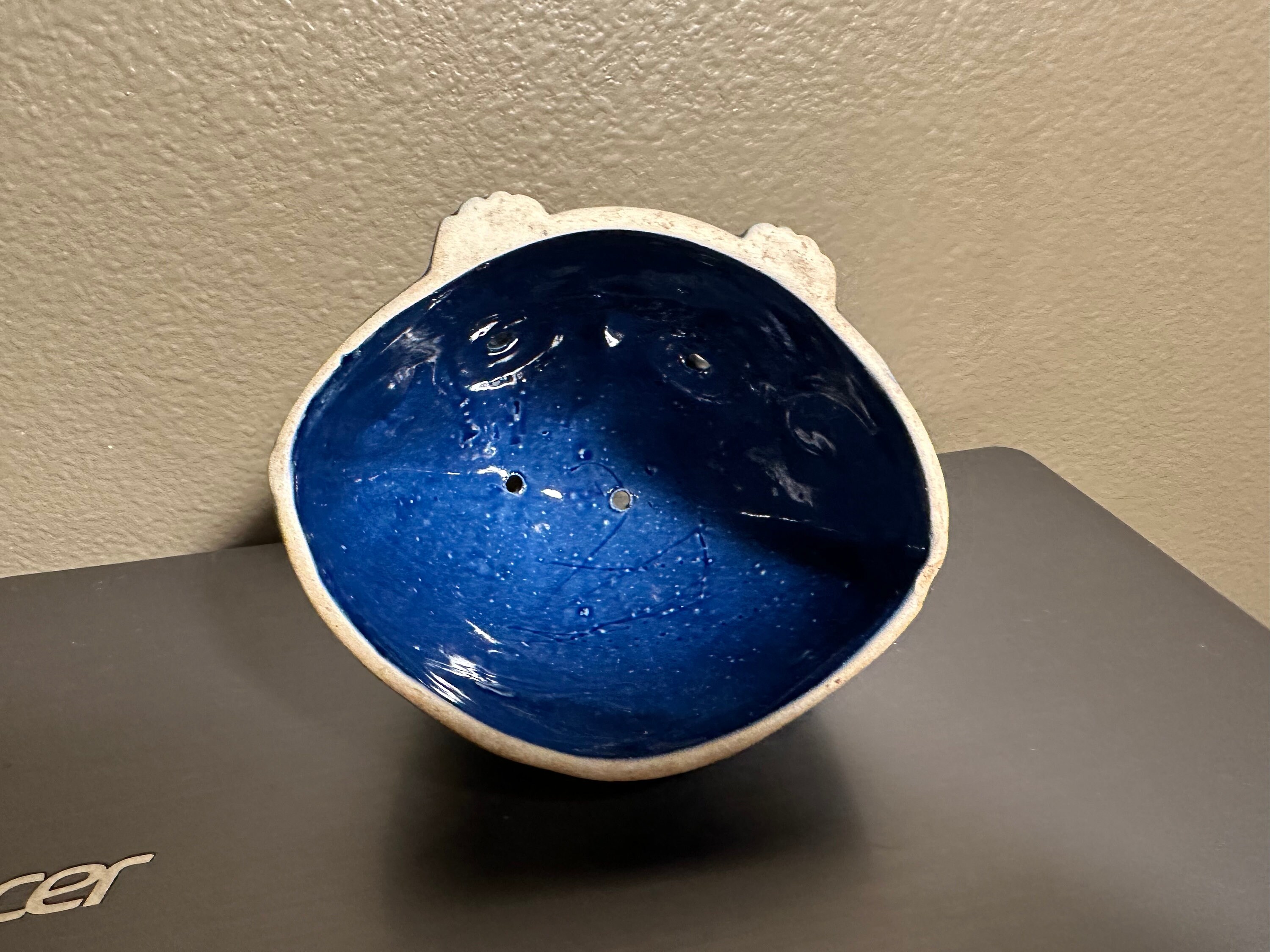 An Unique Art Pottery Blue Ceramic OWL and a Rusty Blue Mug - Etsy