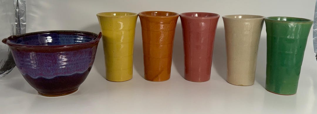 Rare Set of 5 Multi-color 12 Oz Tumblers by Santa Rosa Pottery S7Y1 & a ...