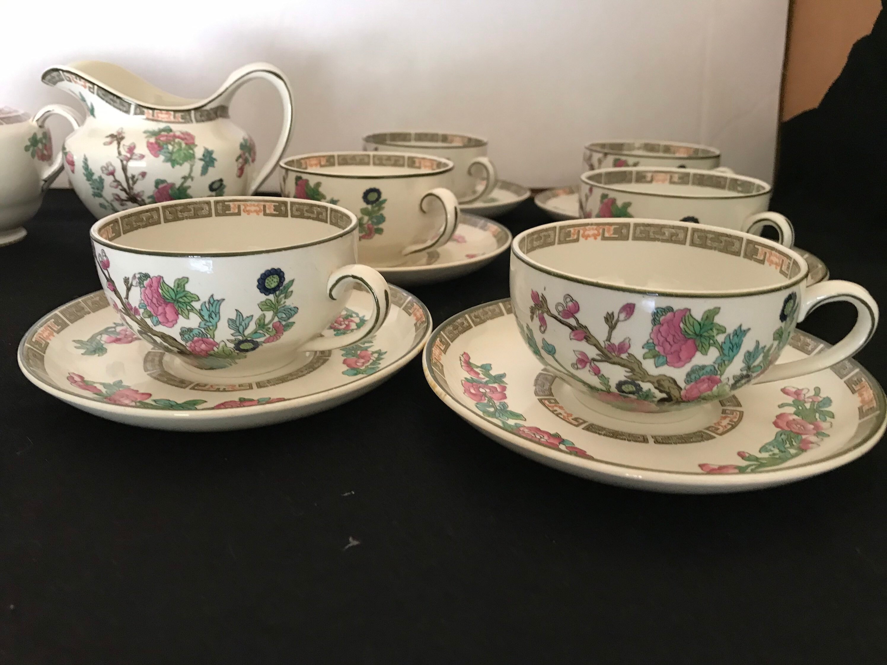 1945 Vintage John Maddock & Sons Vitreous Indian Tree Tea Sets6, and ...
