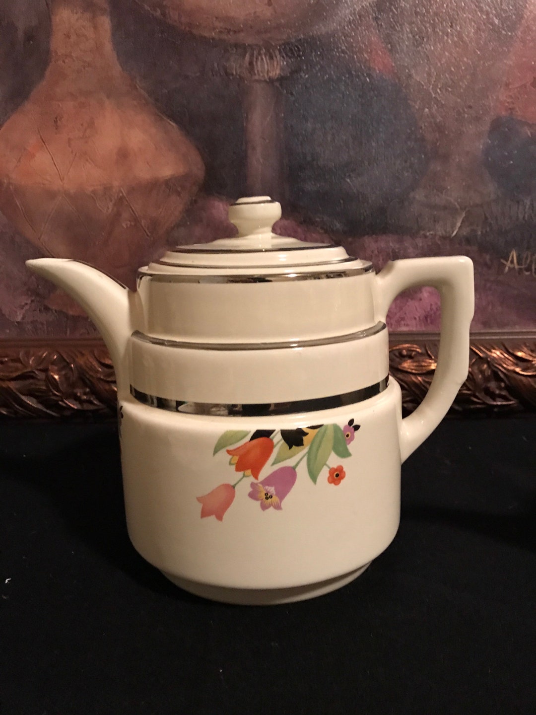 1 Hall Crocus Terraced Tiered Banded Coffee Pot & Lid, 1 "hook Cover ...