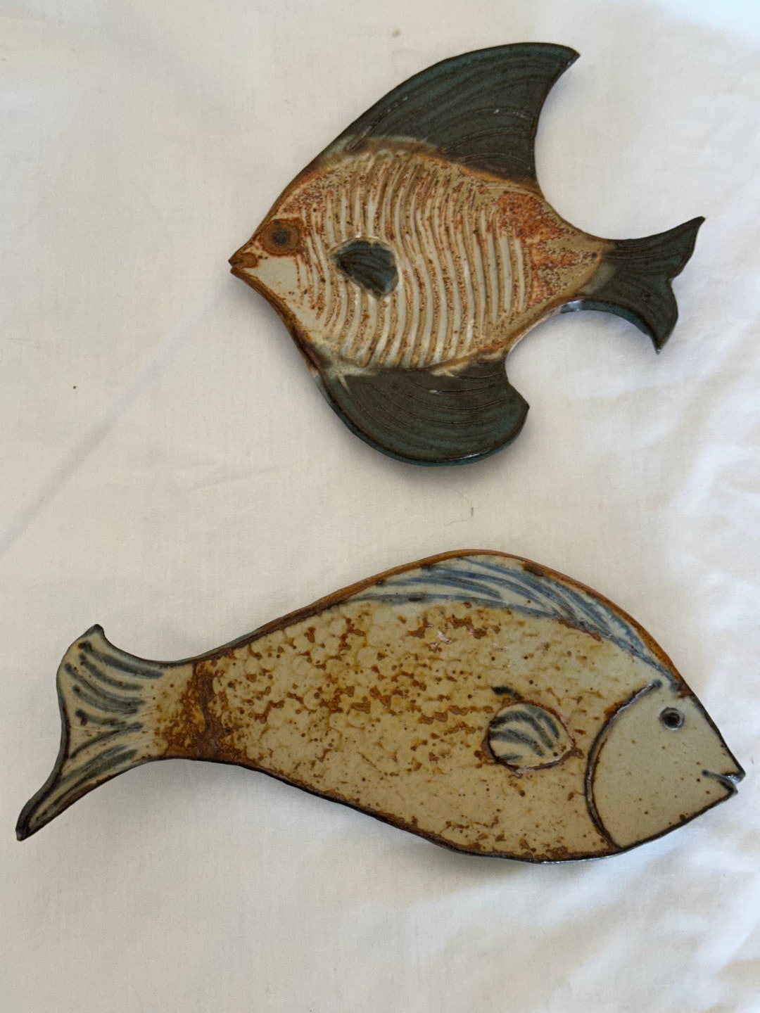 Pair of Beautiful TROPICAL Fish Shaped Ceramic Plates, Can Be Used ...