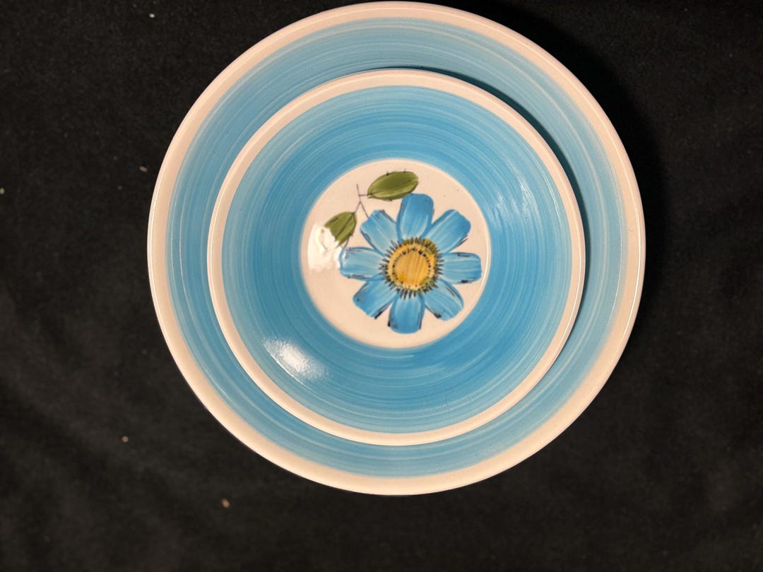 Vintage Rossini Ironstone Blue Floral Serving Bowls – Price is for Set ...