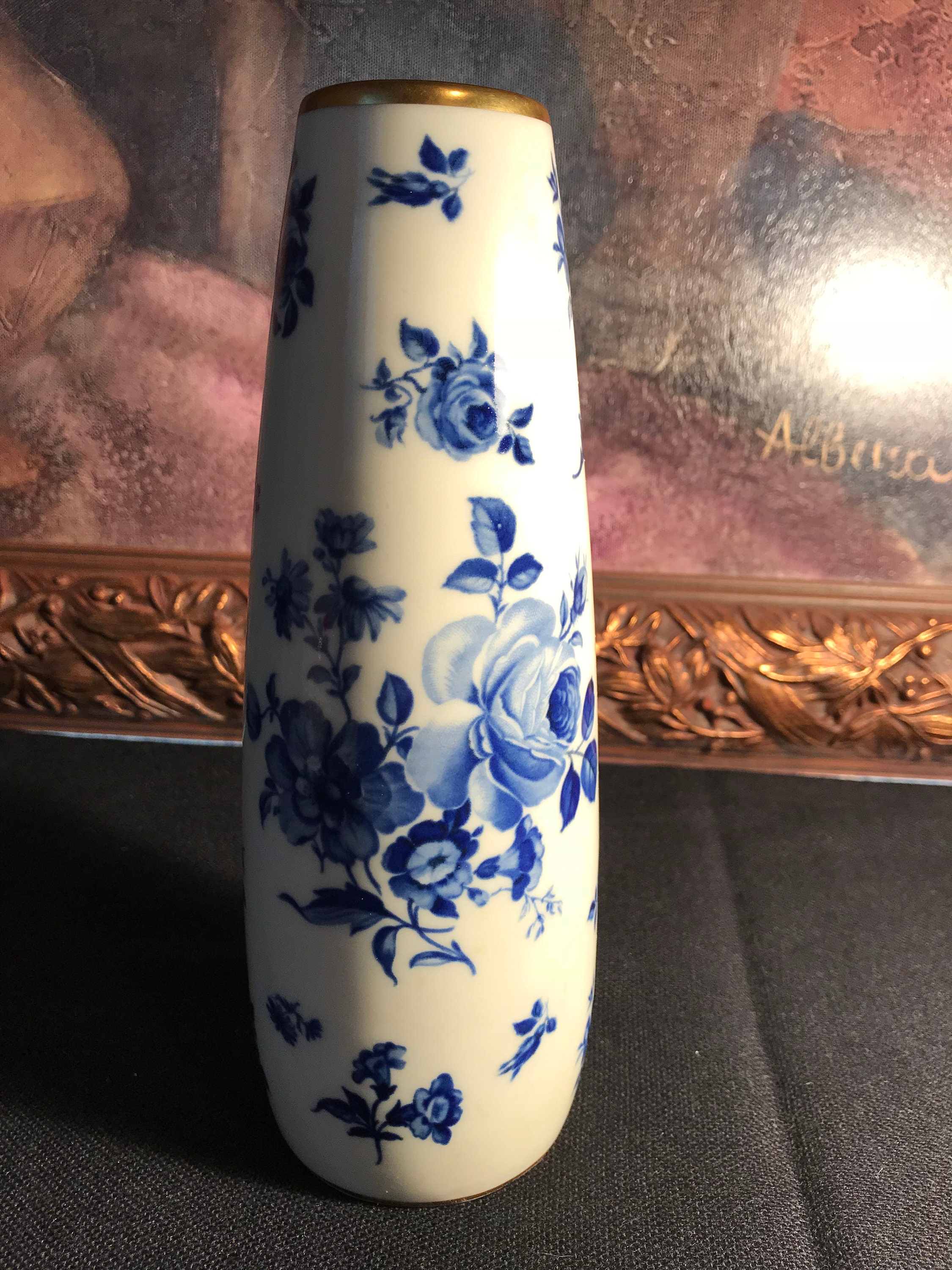 Royal Porzellan Bavaria Vase KPM Handarbeit Echt Cobalt con oro ...